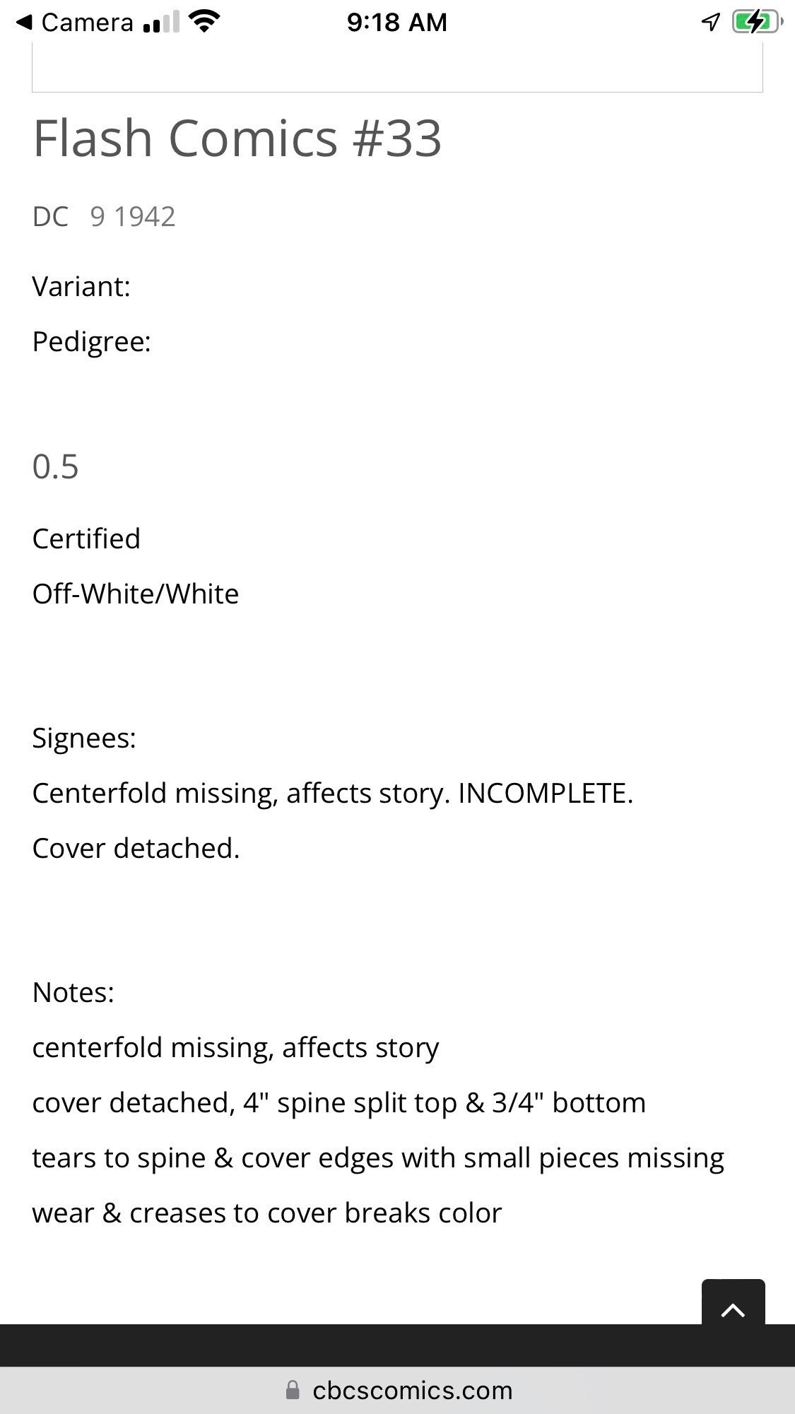 Flash Comics 33 CBCS 0.5 Classic World War II Cover First - Etsy