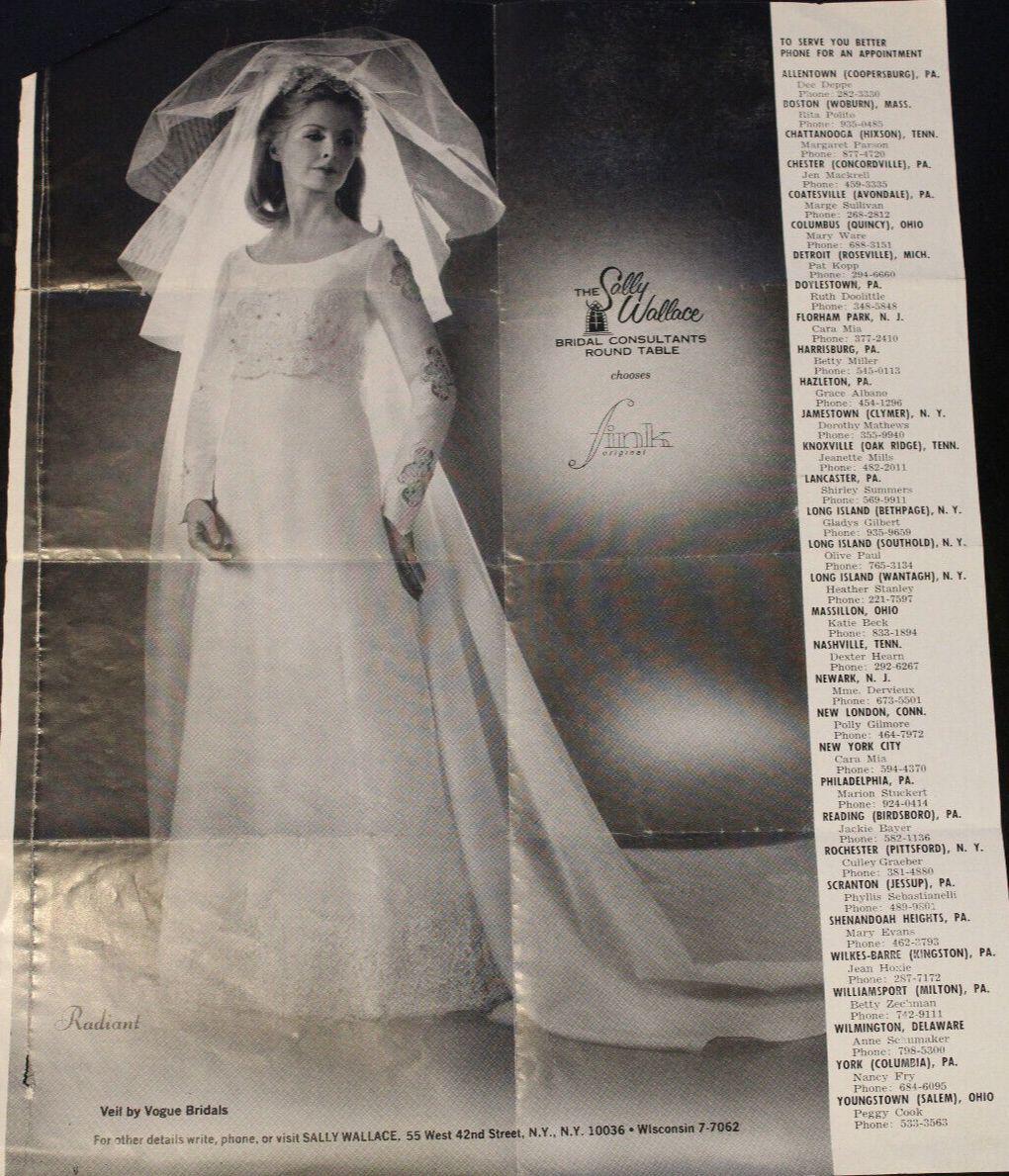 1960's Fink Original Radiant Empire Waist Ivory Wedding Dress W ...