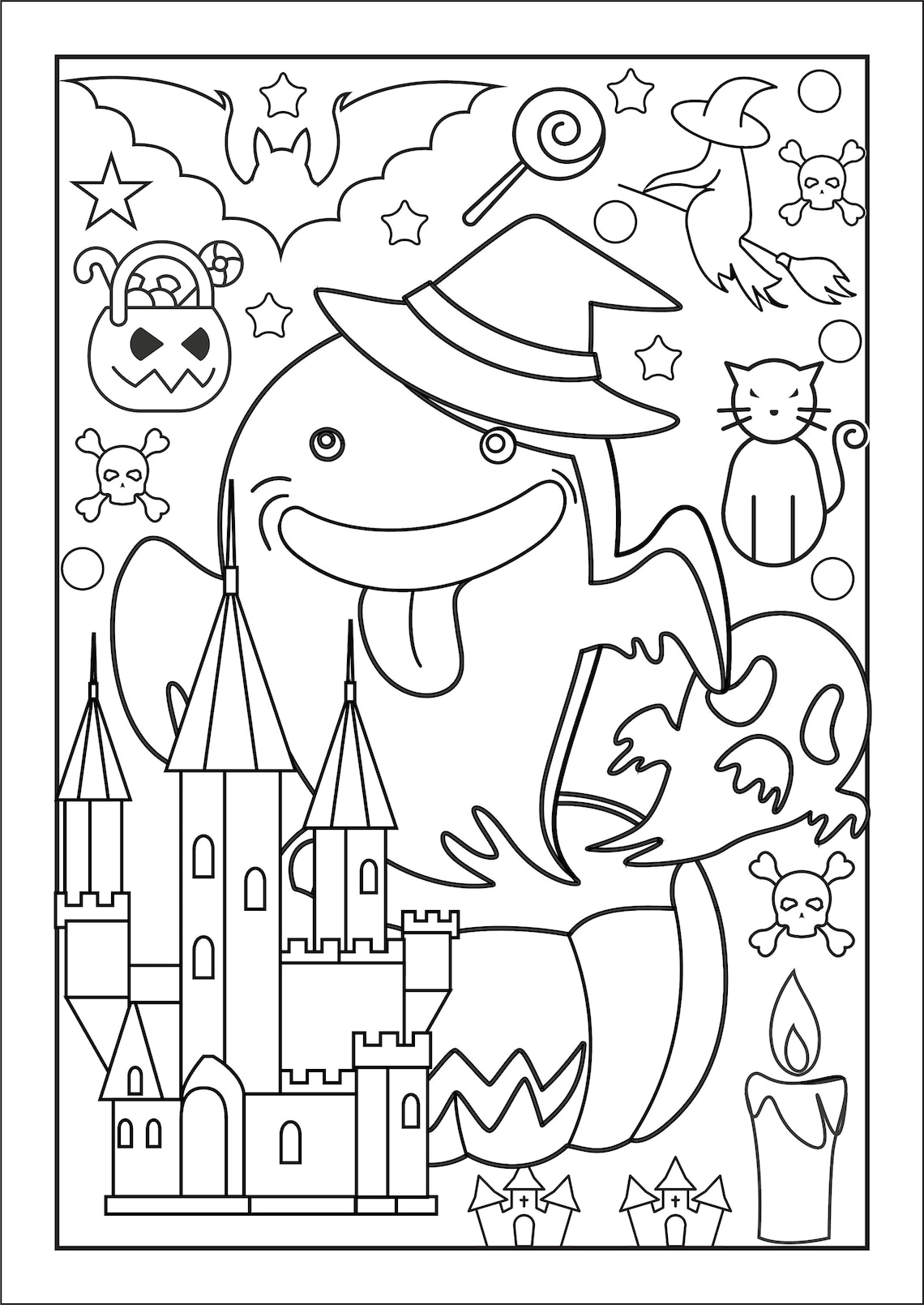 Halloween Coloring Pages | Ghosts | Witches | Castles | Thrilling - Etsy