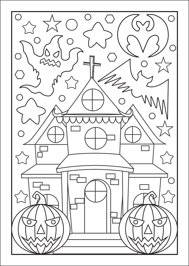 Halloween Coloring Pages | Ghosts | Witches | Castles | Thrilling - Etsy