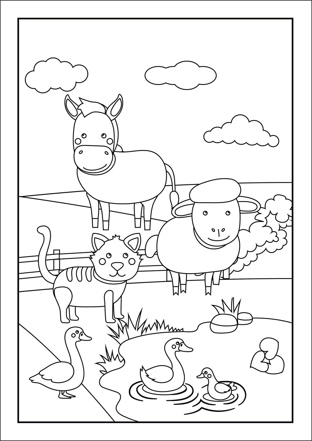 Coloring Book | Children | Animals | Farm | Pets - Etsy