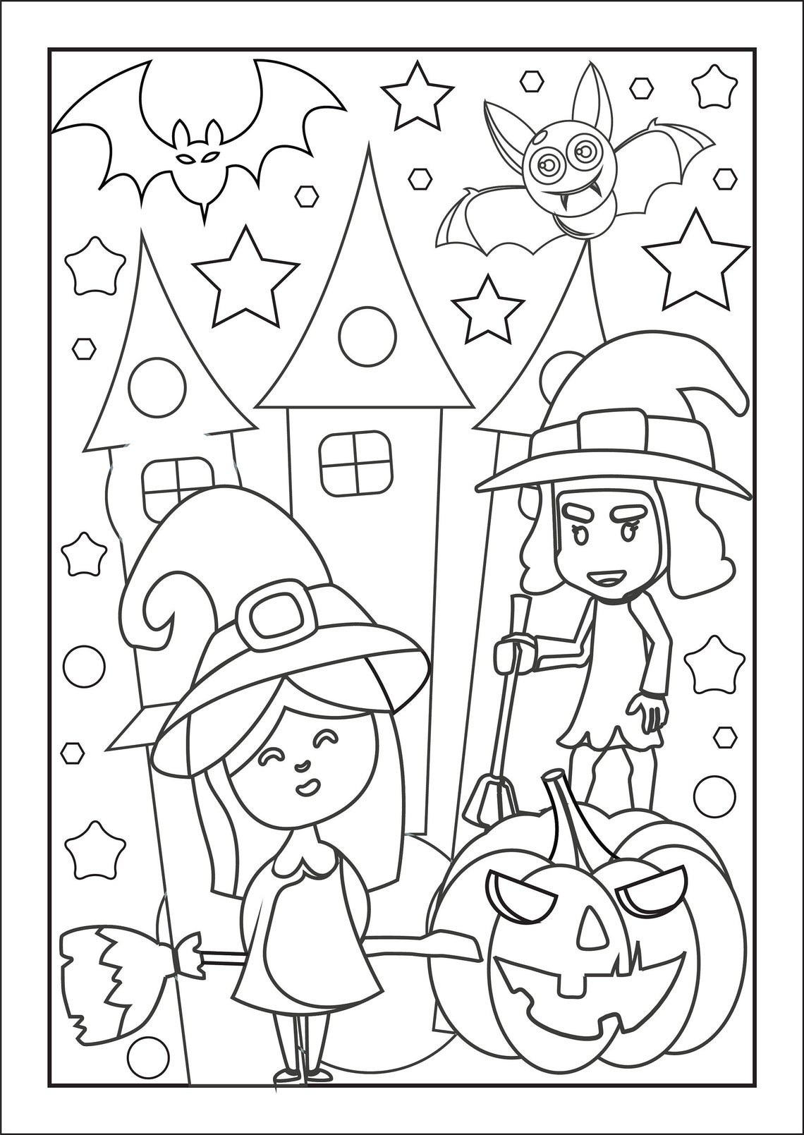 Halloween Coloring Pages | Ghosts | Witches | Castles | Thrilling - Etsy