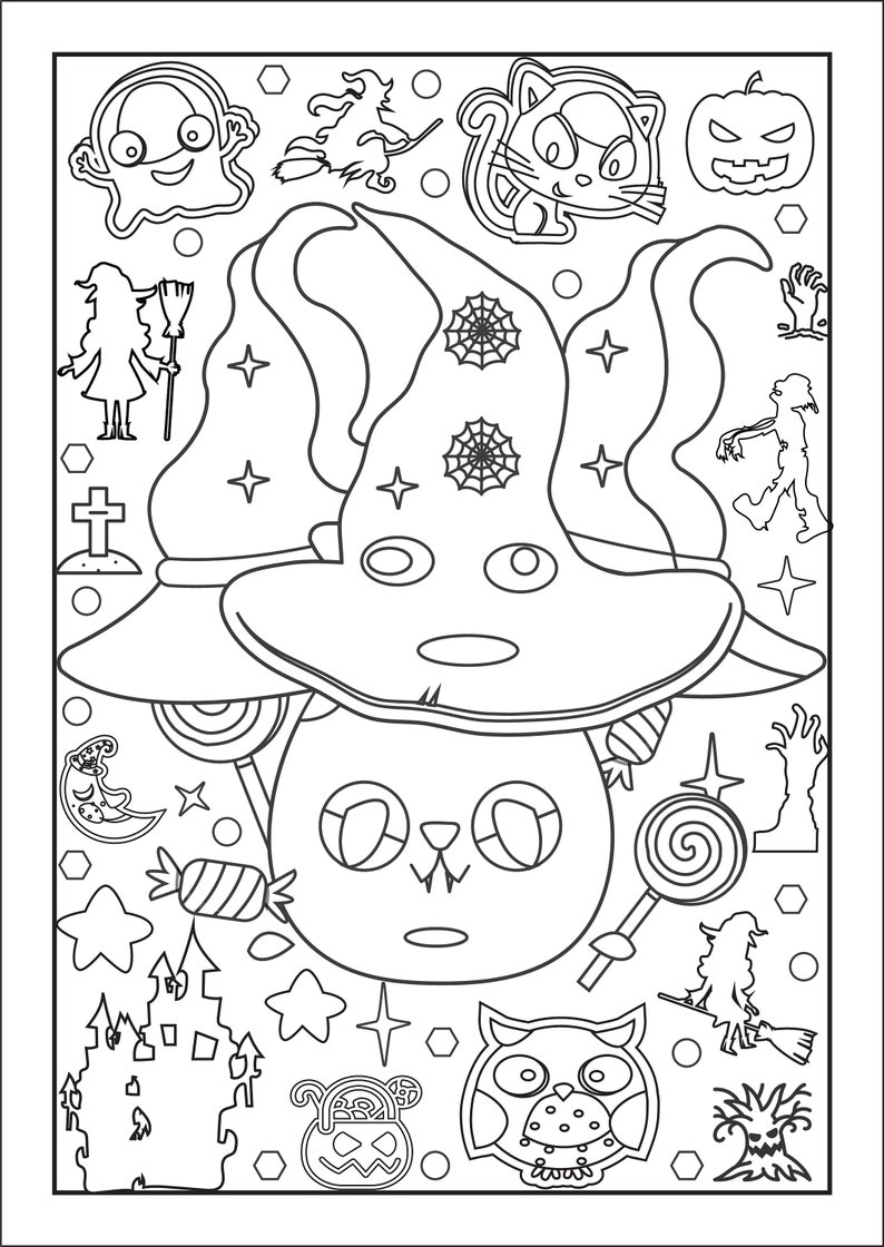 Halloween Coloring Pages | Ghosts | Witches | Castles | Thrilling - Etsy