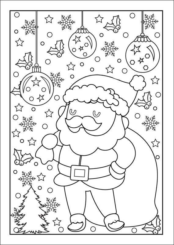 Christmas Tree With Santa Coloring Page