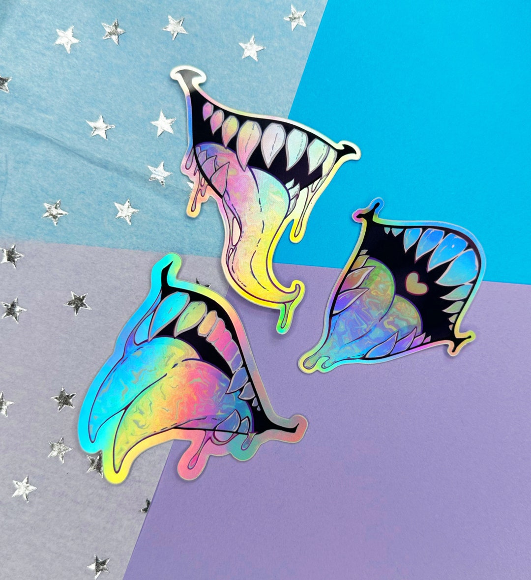 Monster Bite | Holographic Vinyl Sticker - Etsy