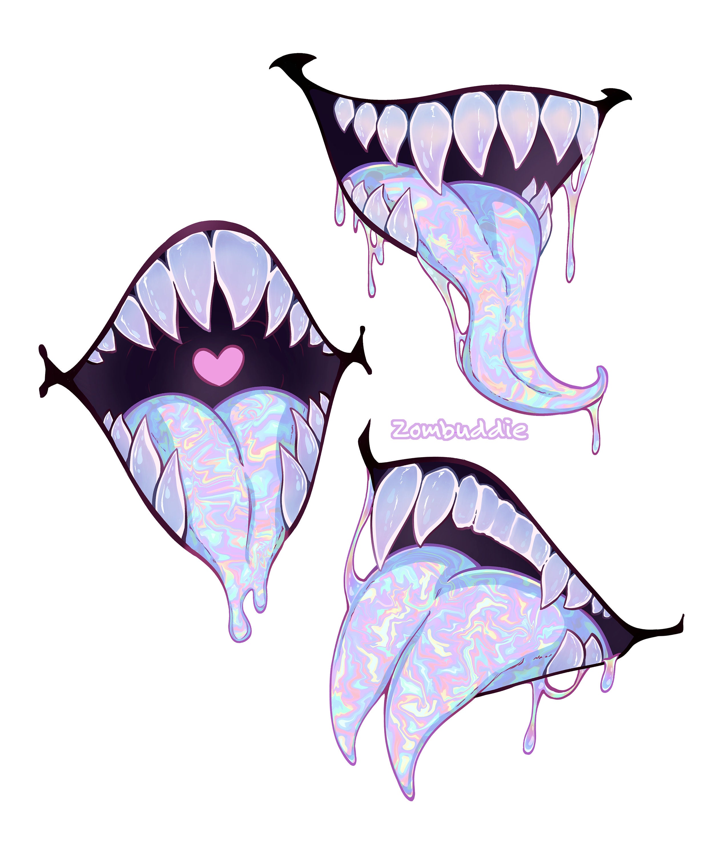 Monster Bite | Holographic Vinyl Sticker - Etsy