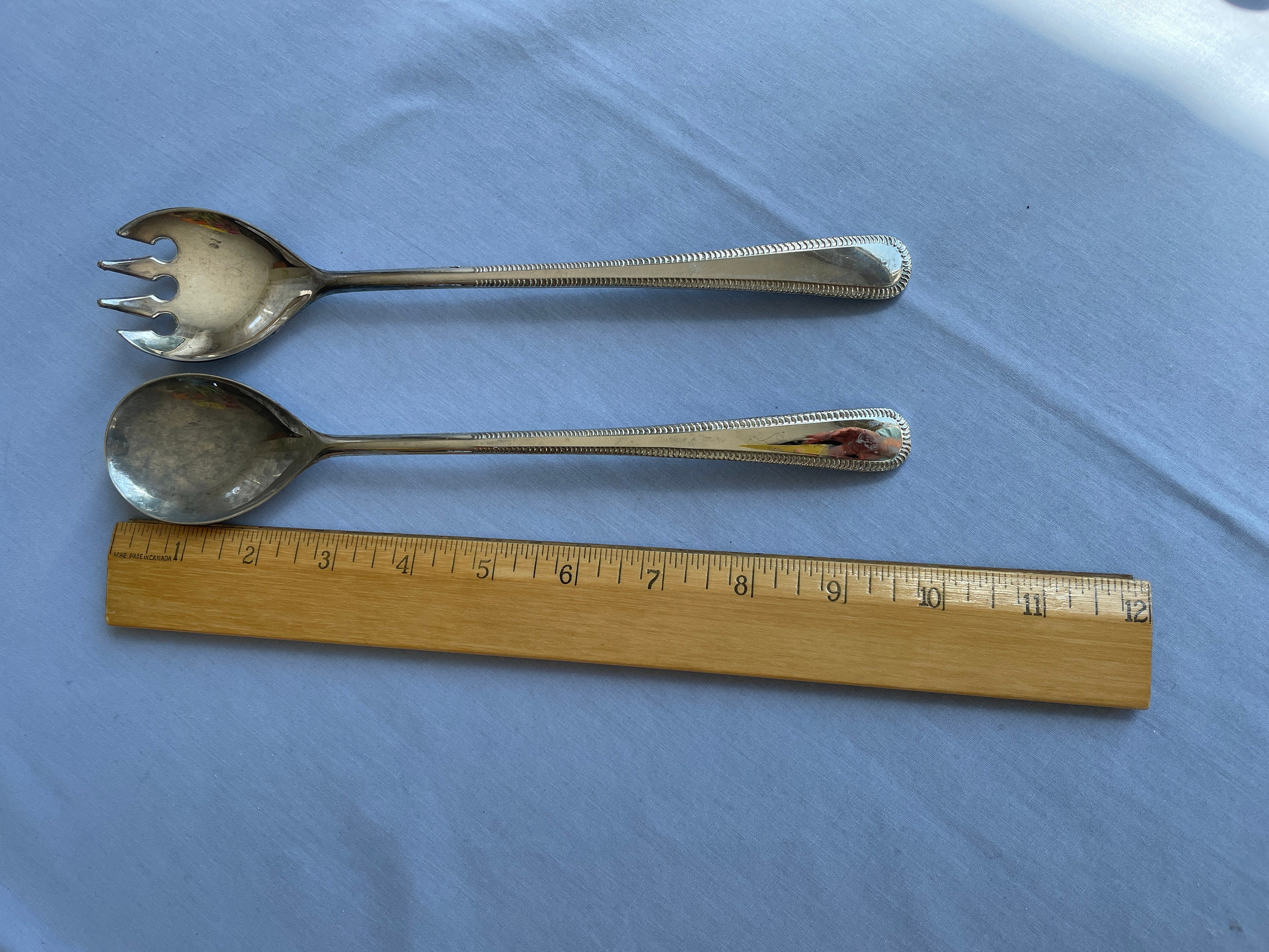 Vintage BRAMA E.P. on Zink Made in England Serving Salad Spoon Fork Set ...