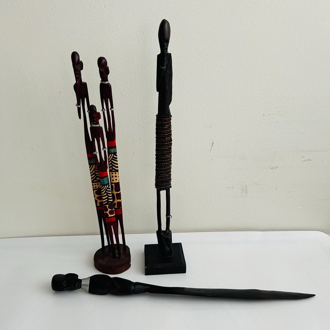 Vintage Kenya Masai Figurine, Africa Handcrafted Wooden Sculpture Art ...