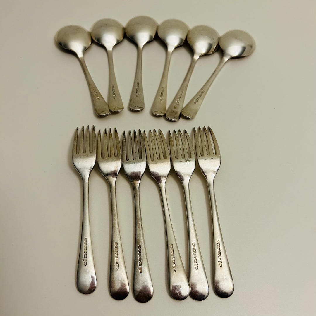 Antique WALKER & HALL Cutlery Silver-plated Fork and Spoon, Vintage ...