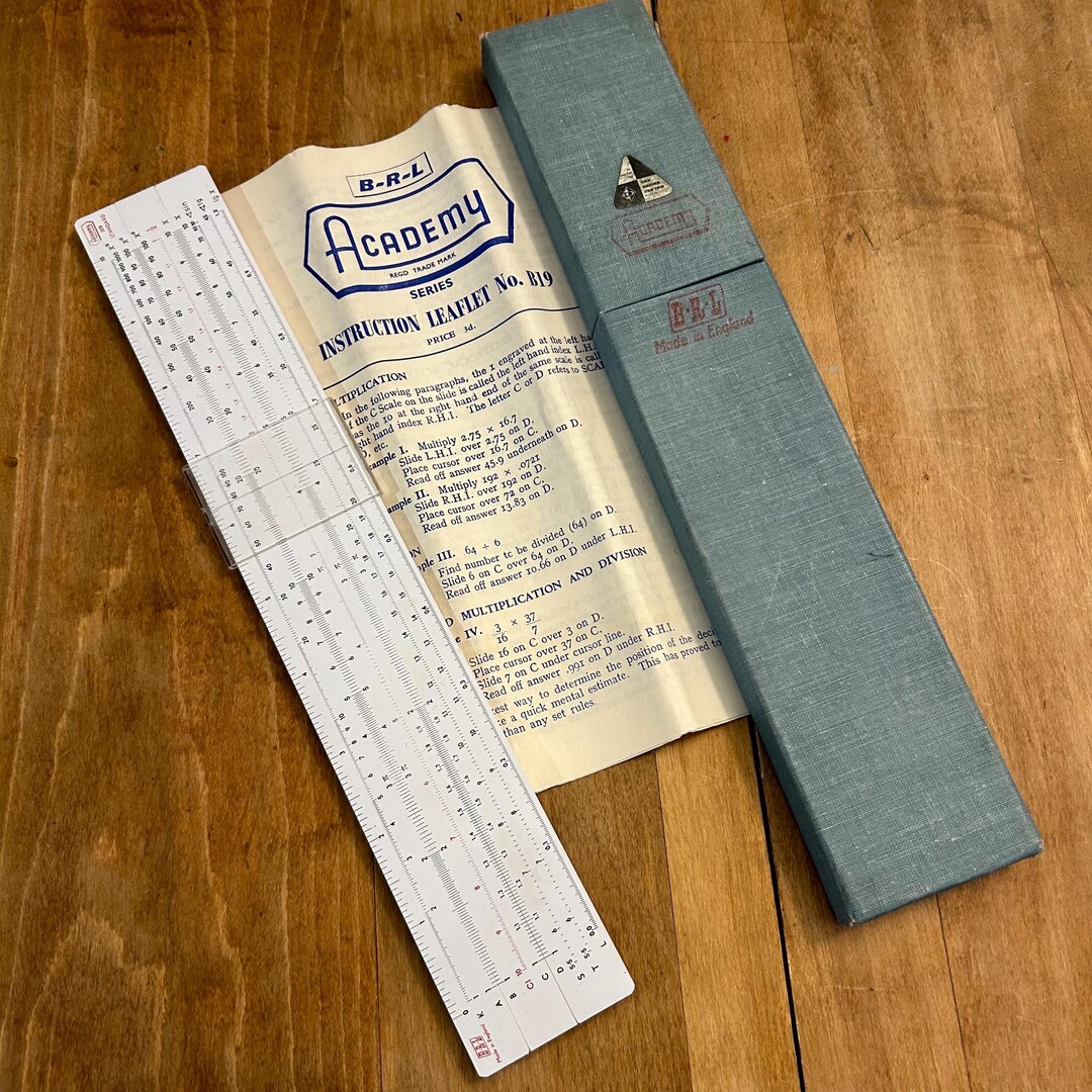 Vintage B.R.L. Slide Ruler Made in England, Mathematical Calculations ...