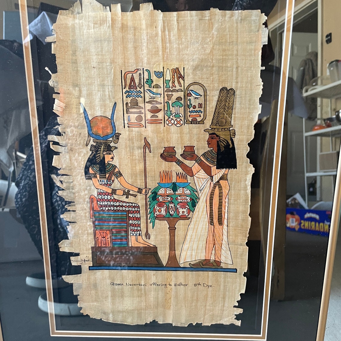 Vintage Authentic Egyptian Papyrus Art With Gold Tone Frame, Vintage ...