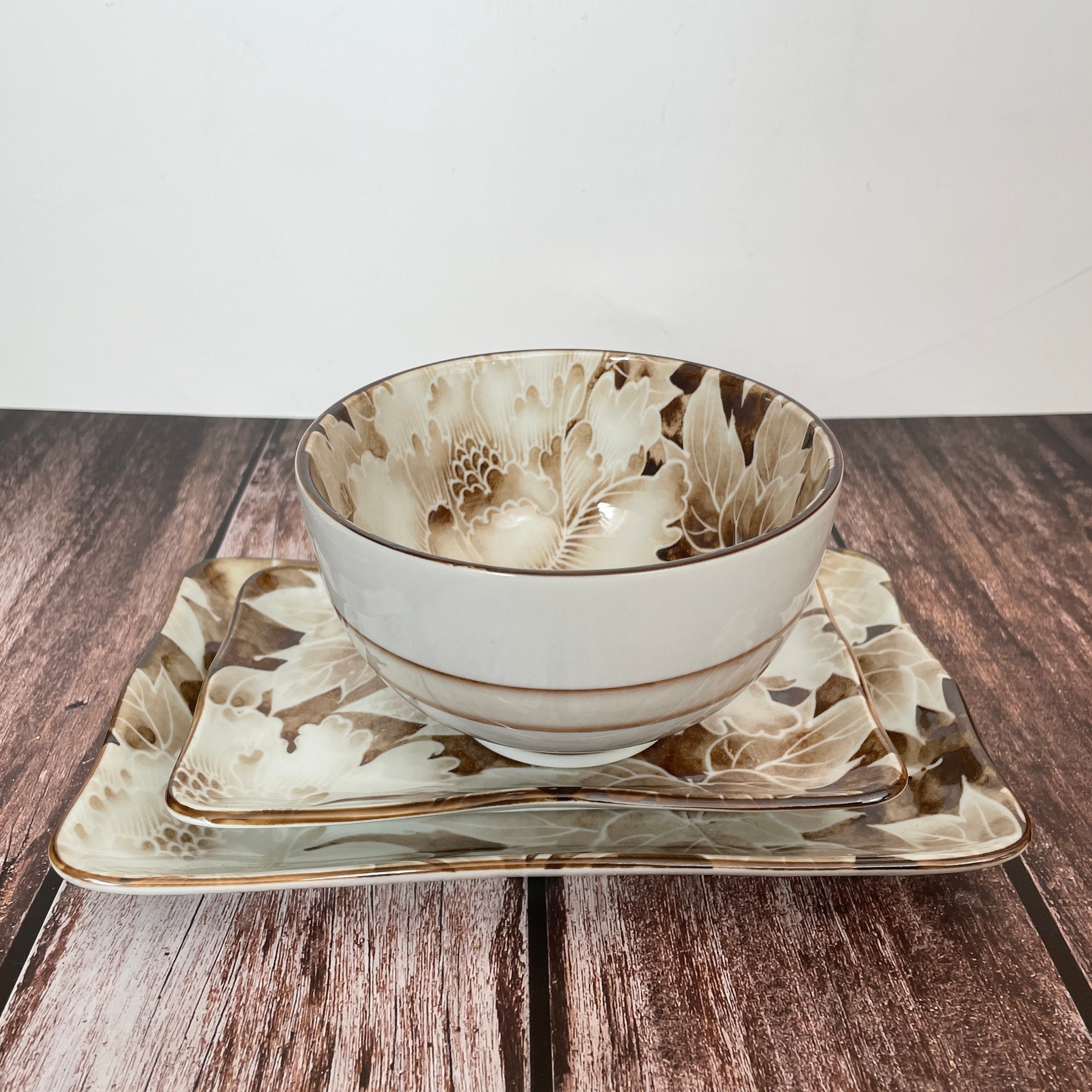 Vintage Japanese Plates and Bowl, Japanese Serving Set, Ceramic Plates ...