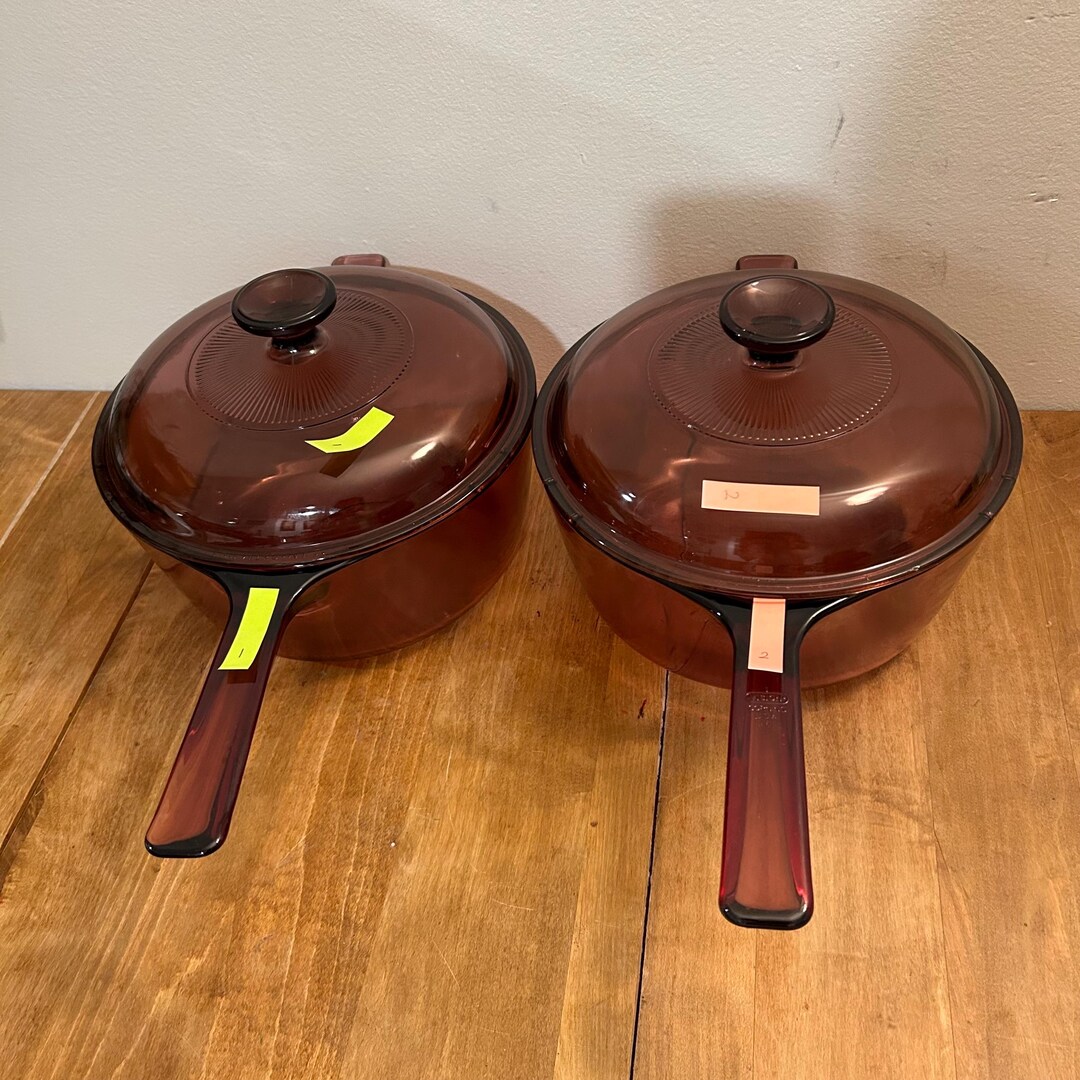 Vintage 2.5L Vision Corning USA Cranberry Saucepan With Lid, Vision 2 ...