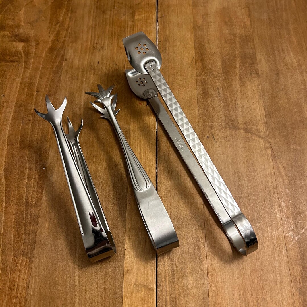 Vintage Stainless Steel Serving Tongs, Vintage Chicken Claw Foot Ice ...