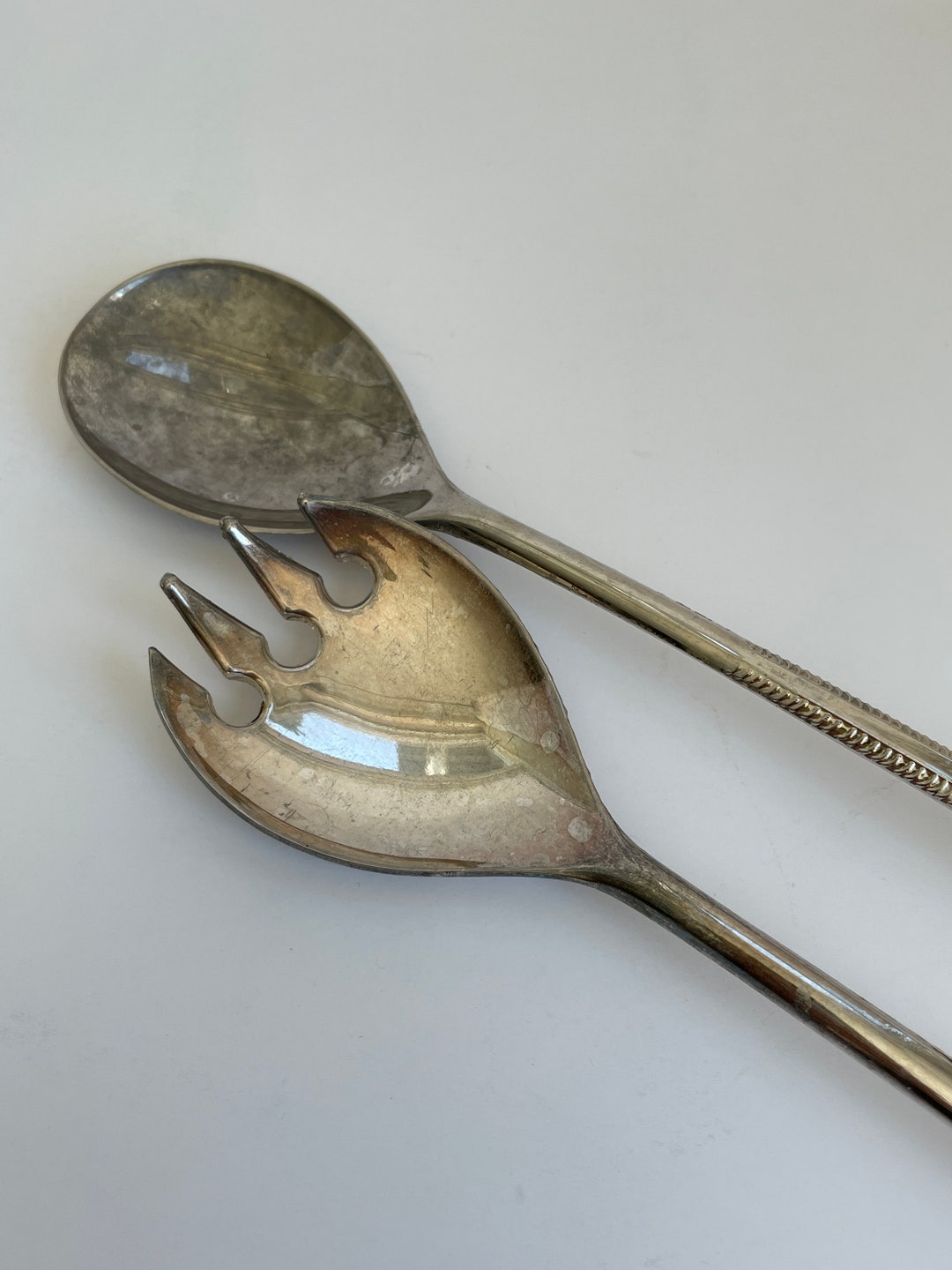 Vintage BRAMA E.P. on Zink Made in England Serving Salad Spoon Fork Set ...