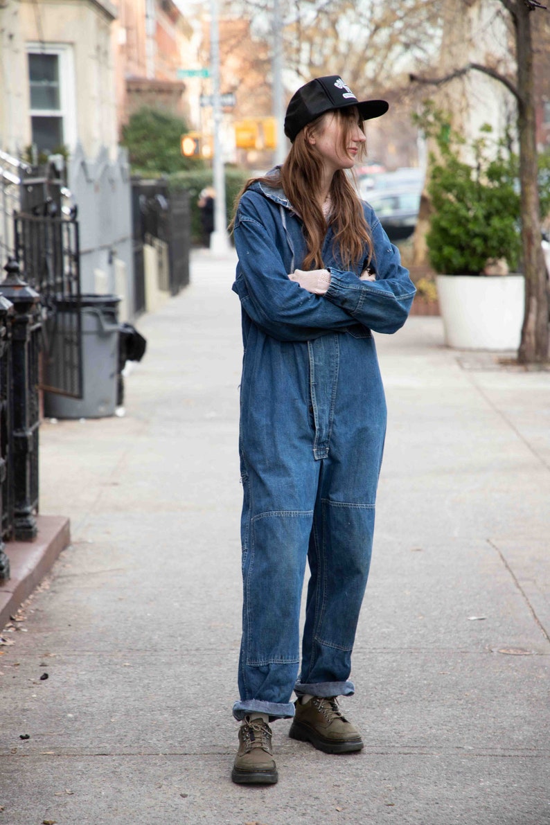 Vintage Hooded Denim Coveralls Setlow - Etsy