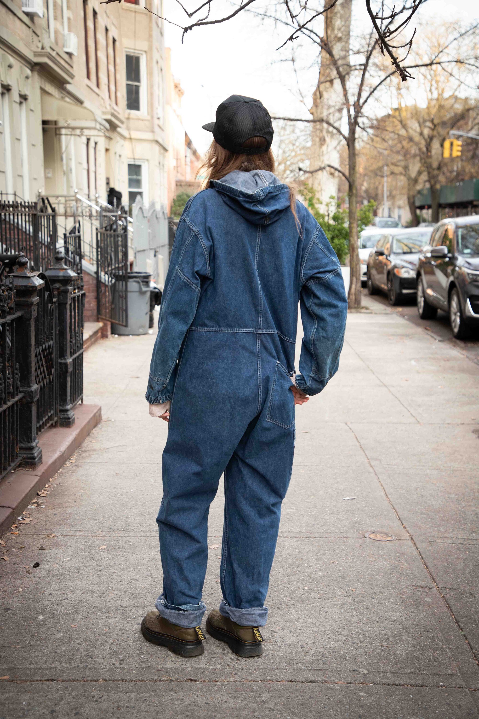 Vintage Hooded Denim Coveralls Setlow - Etsy