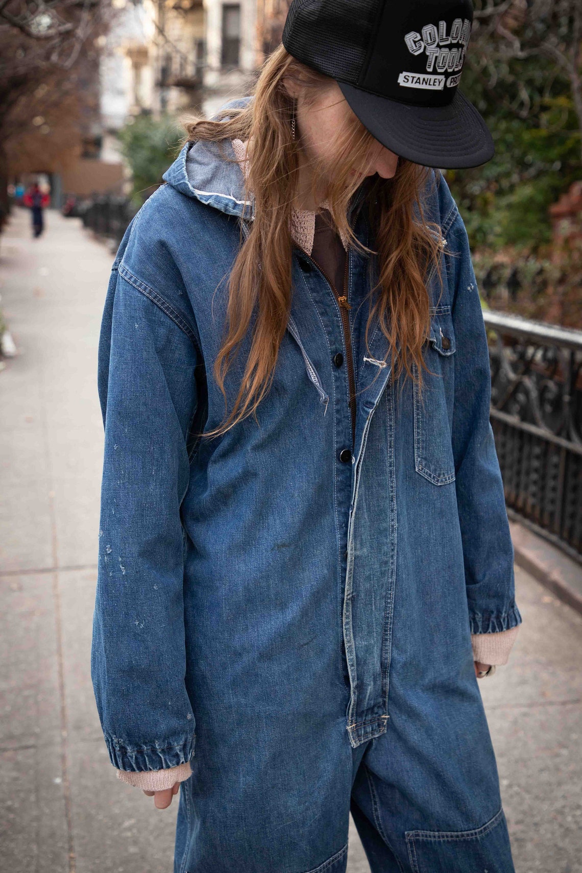 Vintage Hooded Denim Coveralls Setlow - Etsy