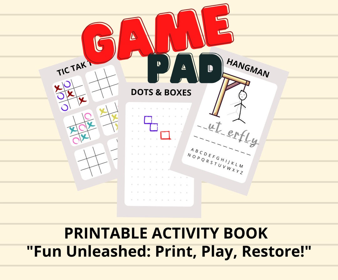 Ultimate Printable Game Pad, Tic Tac Toe Hangman Dot & Boxes - Etsy