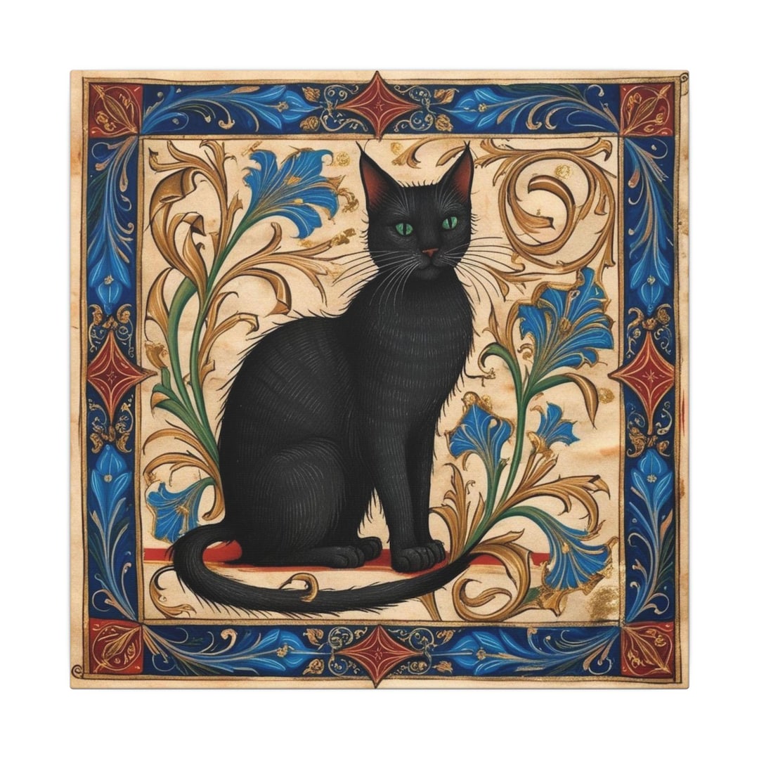 Medieval Cat Art, Black Cat Art Print, Nature Lover Decor, Home Wall ...