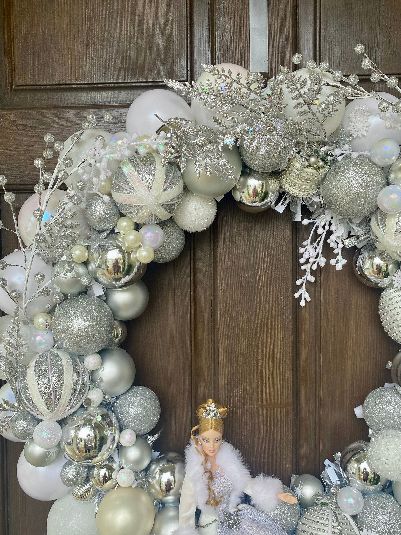 Barbie Wreath Ornament Wreath Silver and White Ornament Wreath Unique ...