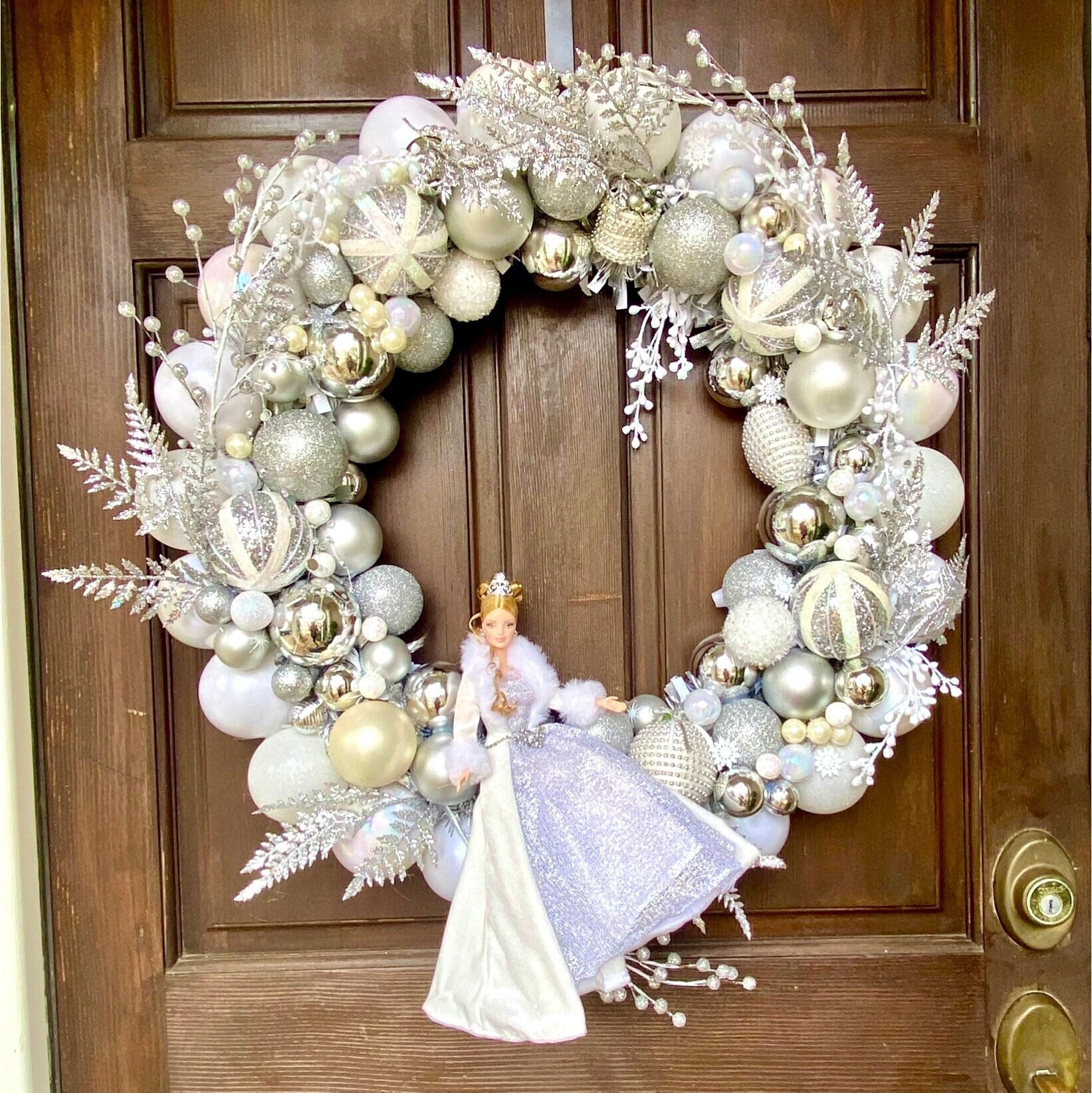 Barbie Wreath Ornament Wreath Silver and White Ornament Wreath Unique ...