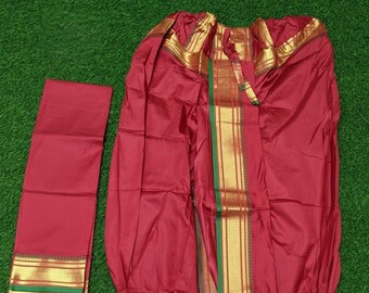 Cotton Dhoti Set/ Kanduva/ Puja Clothes/ Angavastram/ Mens Dhoti Set ...