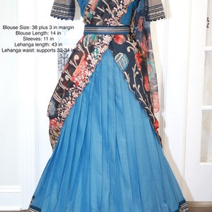 Traditional Celestial Blue Narayanpet Cotton Teens Half Saree/langa ...