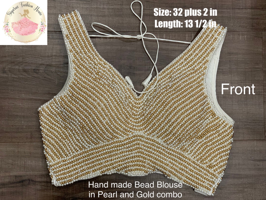 Handmade Gorgeous Bead Blouse in Gold and Passel Combo for Partywear ...
