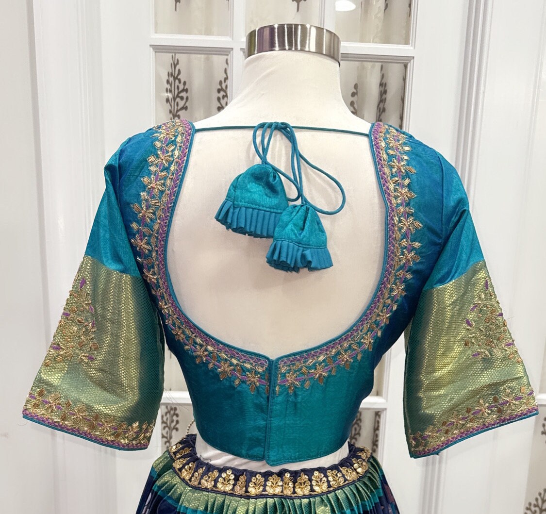 Pure Silk Kalamkari Langa Voni Half Saree With Maggam Work Blouse for ...