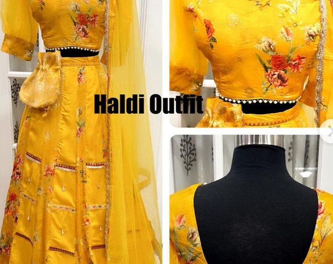 Beautiful Yellow Color Haldi Outfit Silk Lehanga Choli With Elegant ...