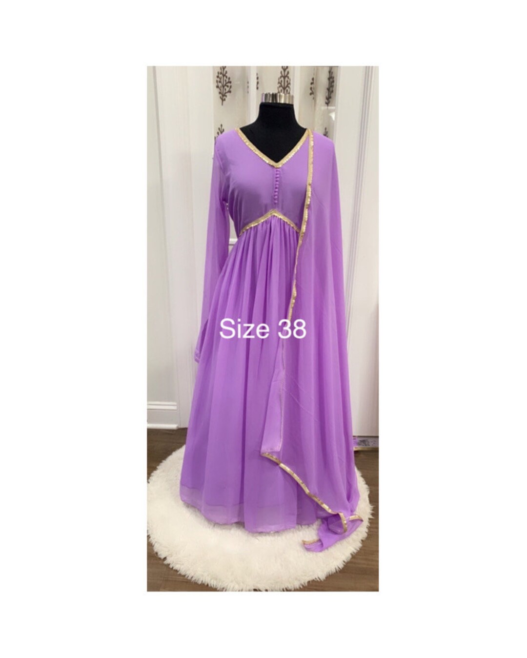 Gorgeous Alia Cut Lavender Color Georgette Long Gown With Dupatta and ...