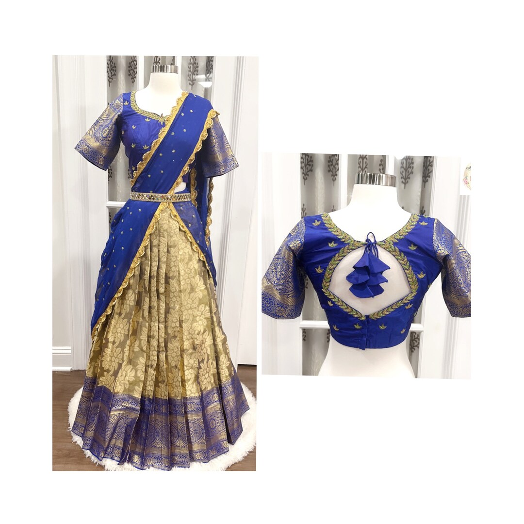 Banarasi Langa Voni Half Saree With Pattu Border in Elegant Combo of ...