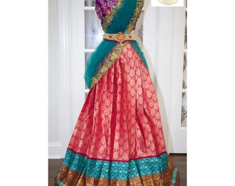 On Sale Traditional Half Saree/langa Voni With Maggam Work - Etsy