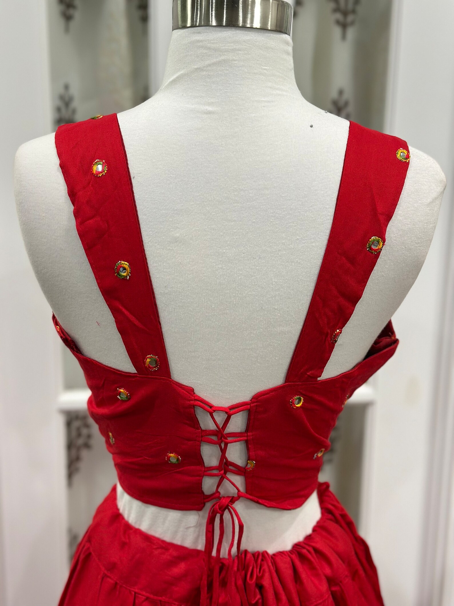 Trendy Chaniya Choli Red Color Big Gher Fully Stitched Tier Pattern ...