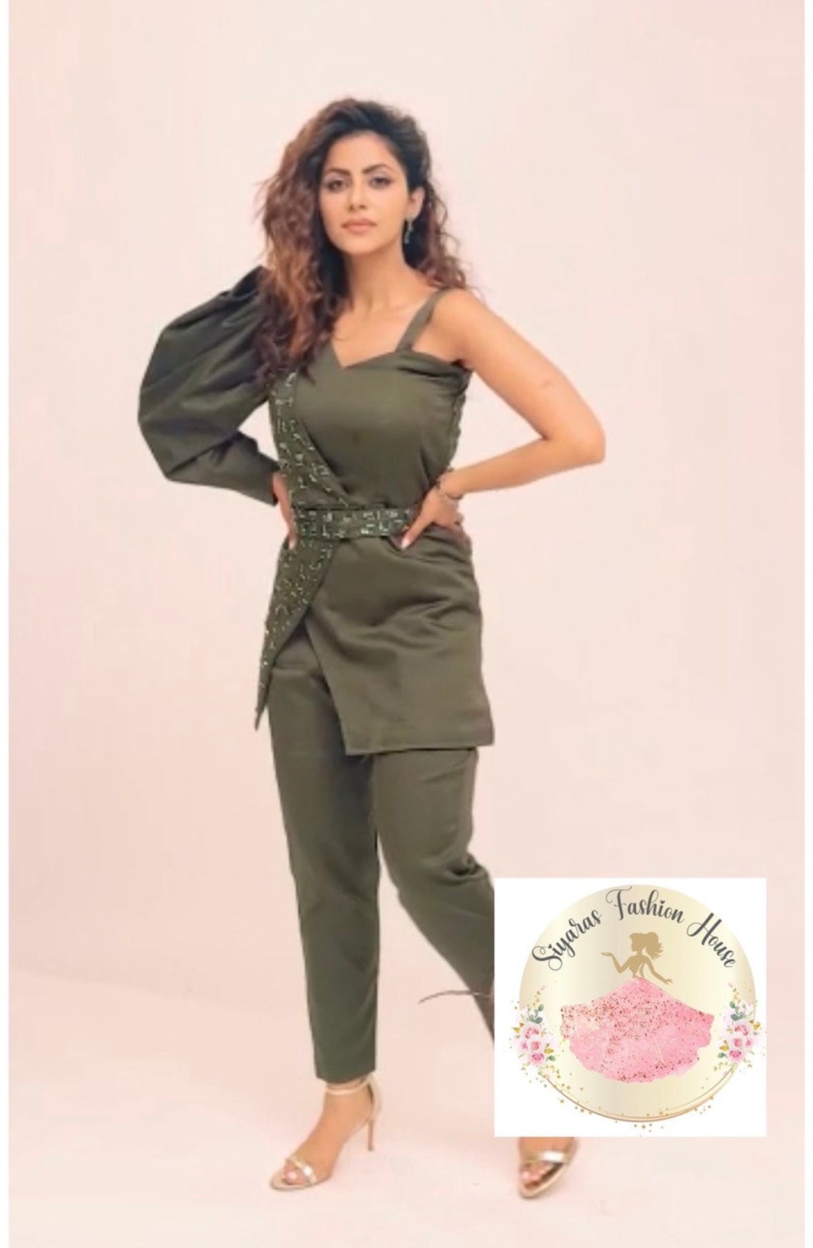 Beautiful Designer Latest Co-ord Set One Side Balloon Hands Party Wear ...
