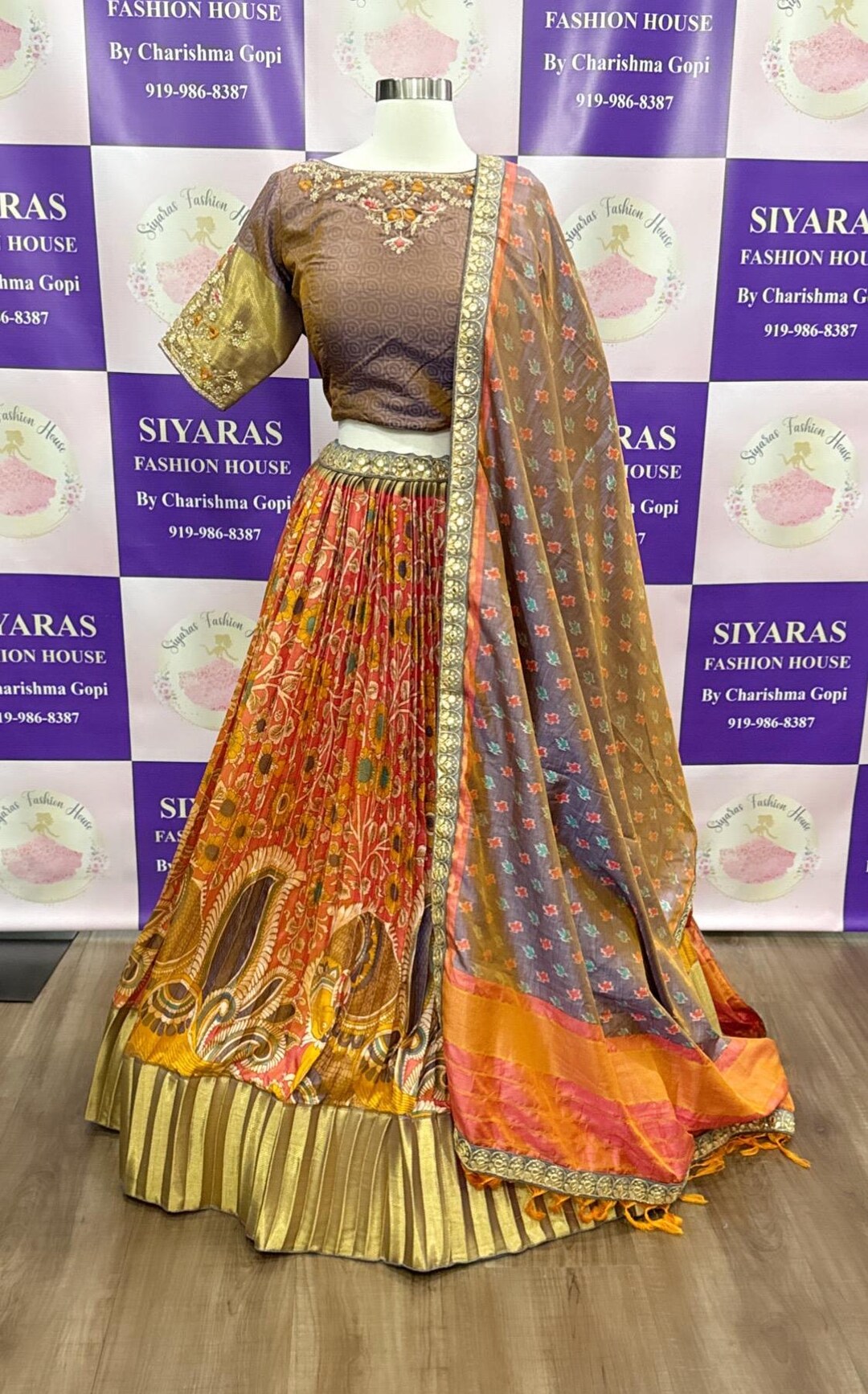 Exquisite Pure Silk Kalamkari Digital Print Pattu Langa Voni/langa Voni ...