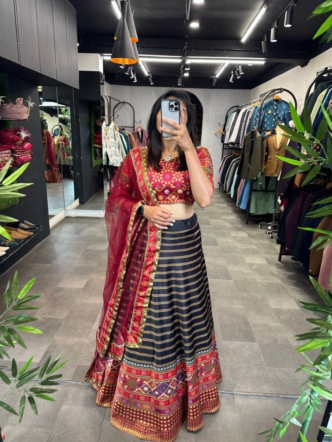 Navratri Chaniya Choli Italian Silk Material Fully Stitched Full Gheera ...