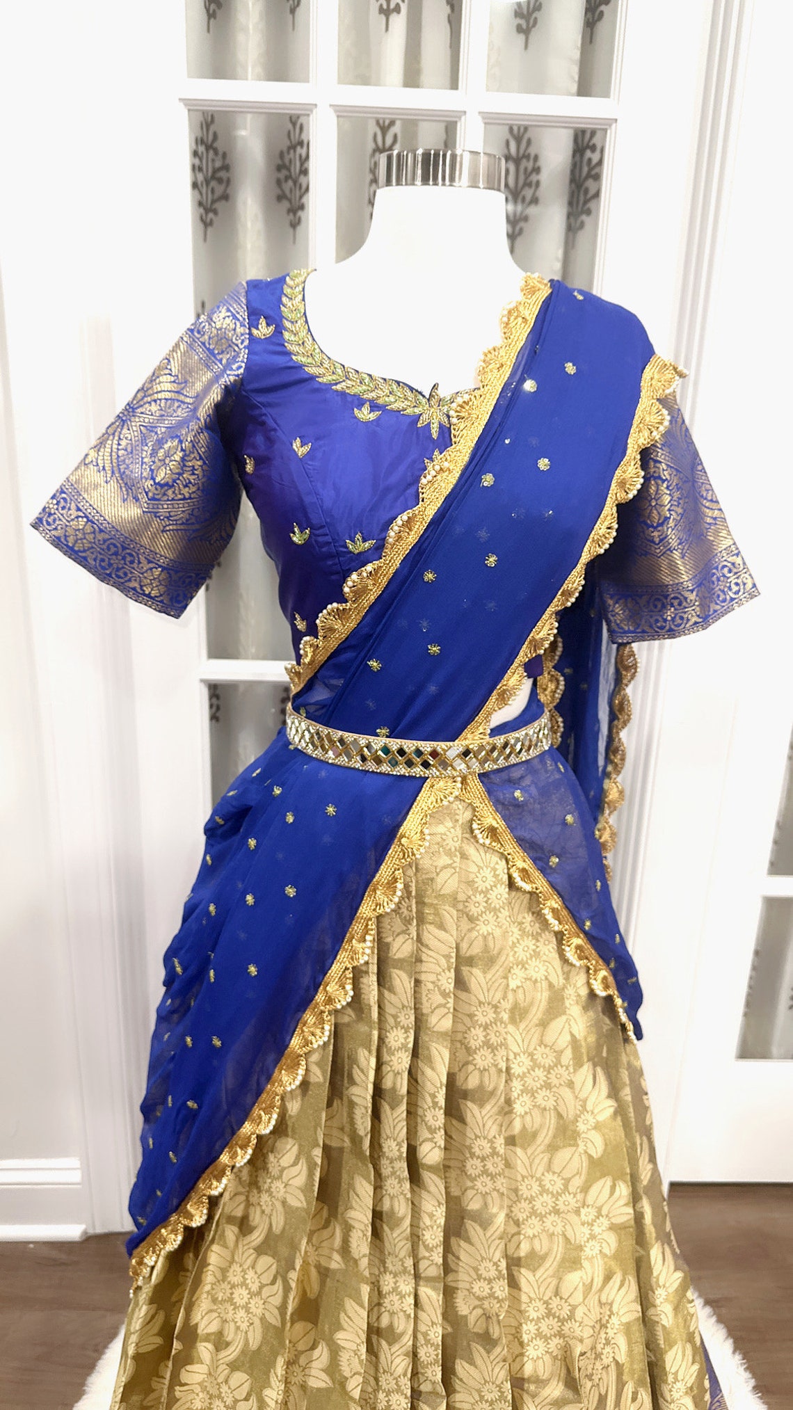 Banarasi Langa Voni Half Saree With Pattu Border in Elegant Combo of ...
