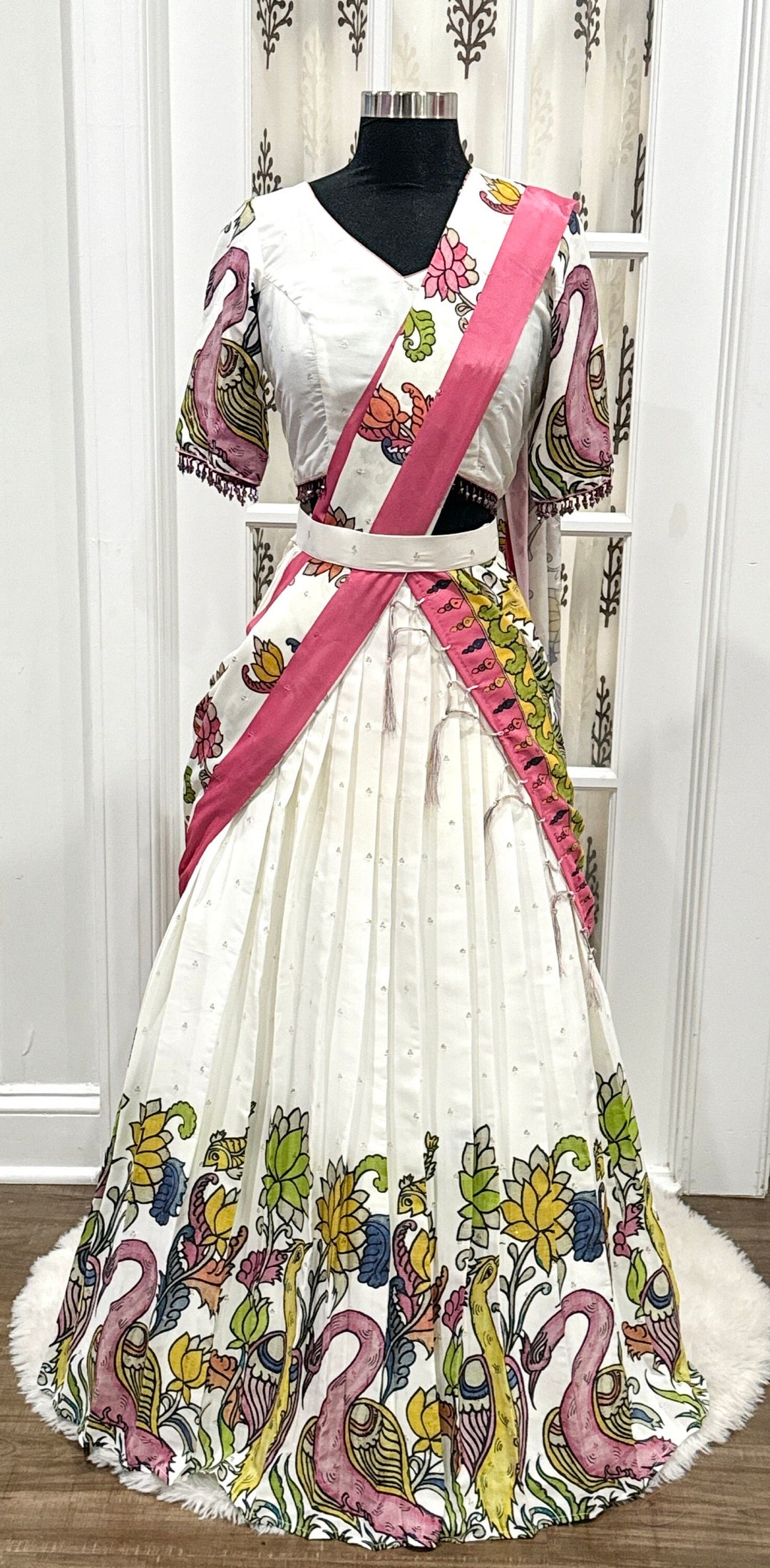 Kalamkari Half Saree Lehanga - Etsy