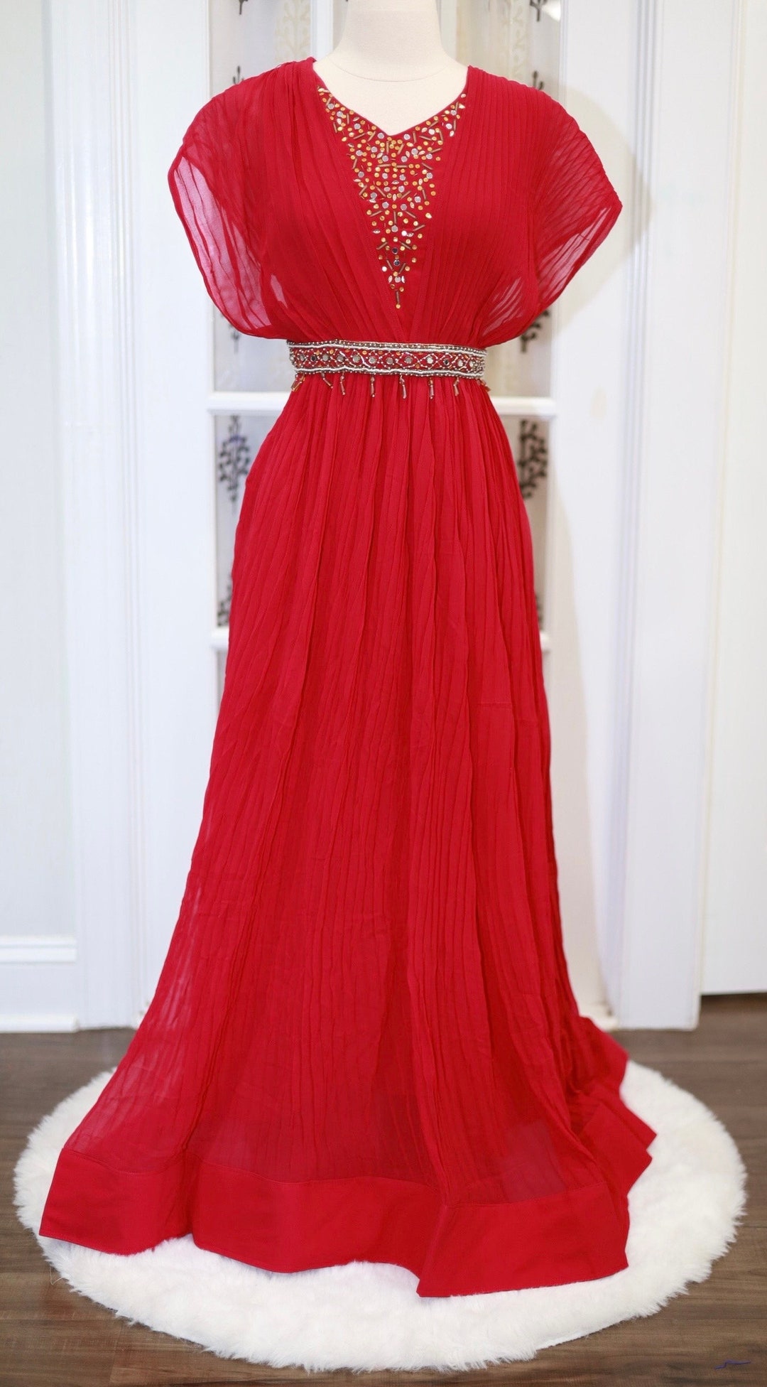 Beautiful Designer Hot Pink Flowy Long Gown With Work on Top and Comes ...