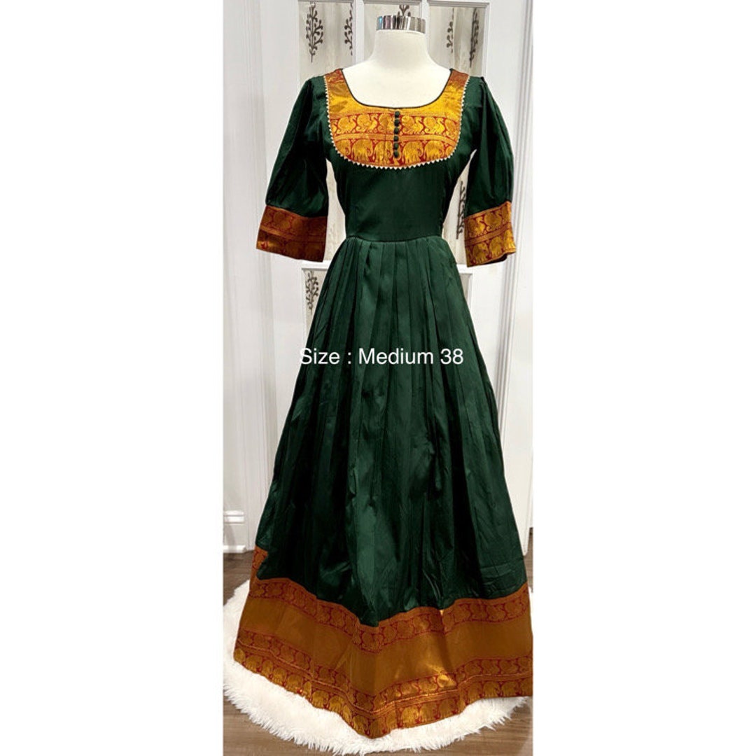 Traditional Silk Gown Green Color Ready to Ship Size M 38 - Etsy