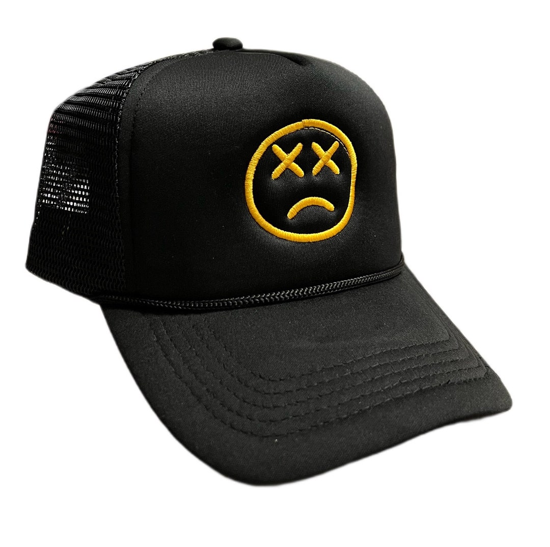 Sad Face Embroidered Trucker Hat Cap - Etsy