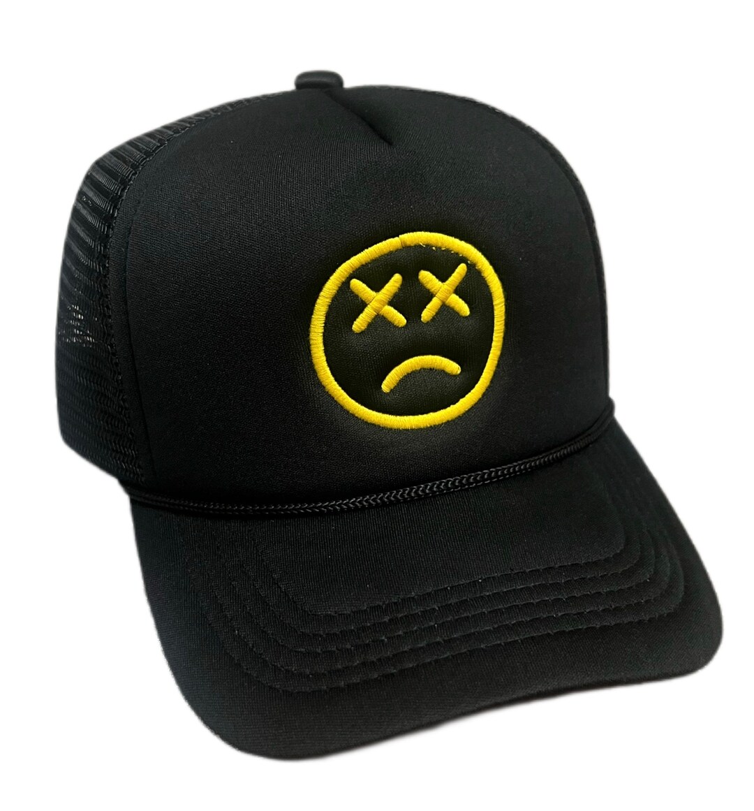 Sad Face Embroidered Trucker Hat Cap - Etsy