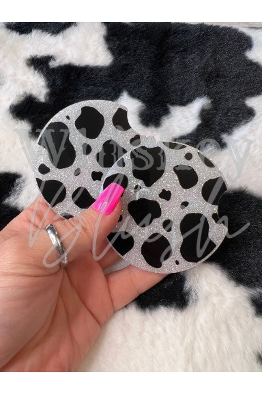 Cow Print Car Coasters - Etsy
