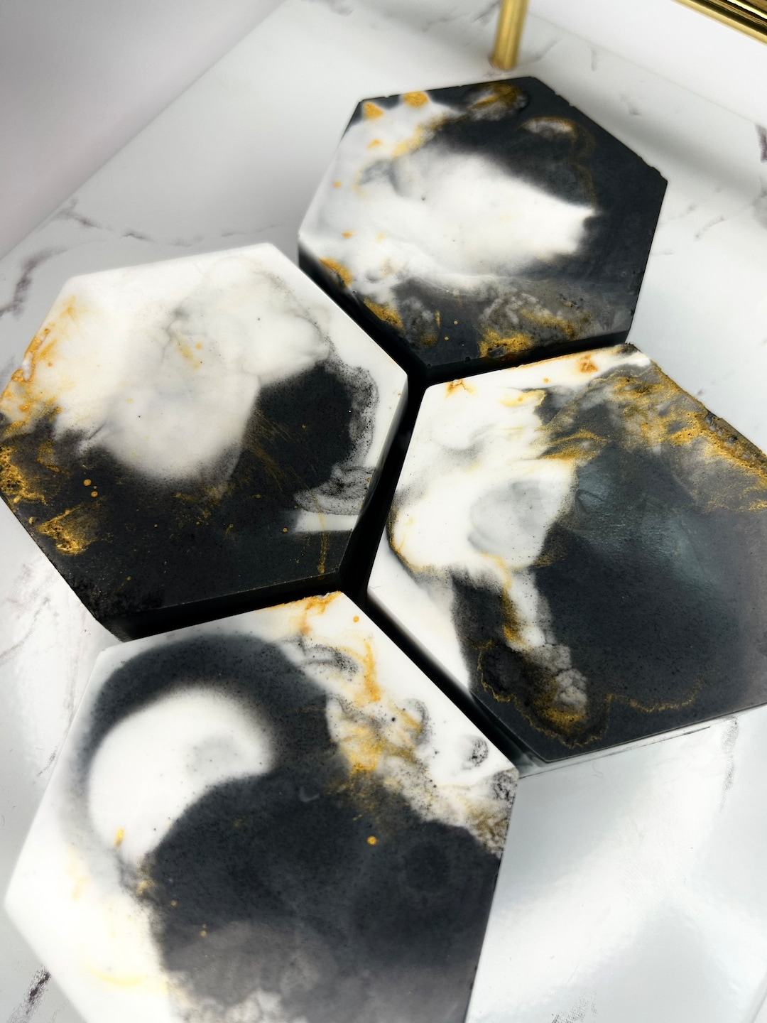 Hexagon Soap Marble Soap Geometric Honeycomb Gold - Etsy