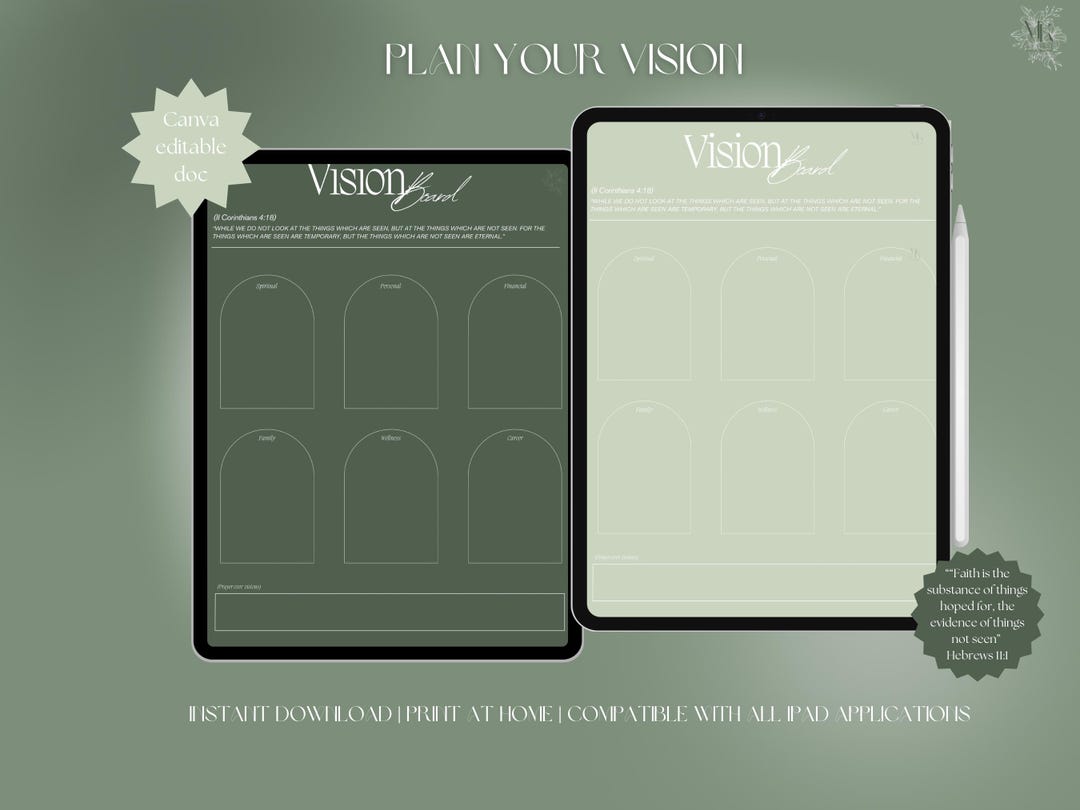 Vision Board, 2024 Vision Board, Guided Goal Setting Board, Digital ...