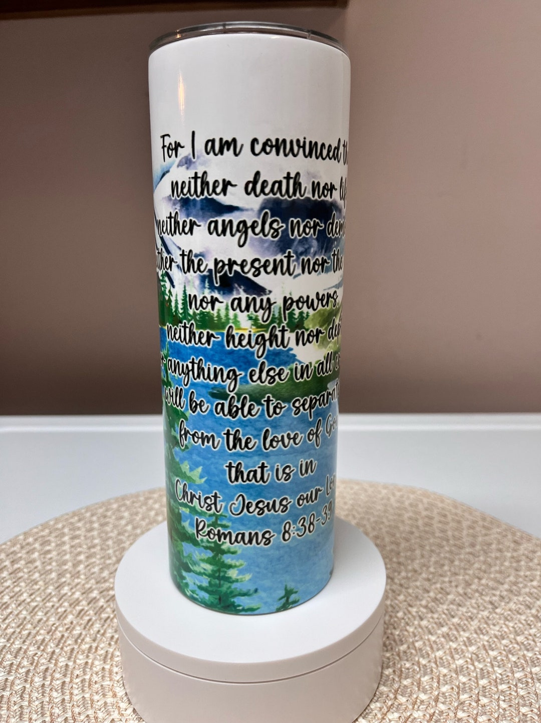 Bible Verse Tumbler, Christian Gift, Religious Gift, Romans 8:38-39 ...