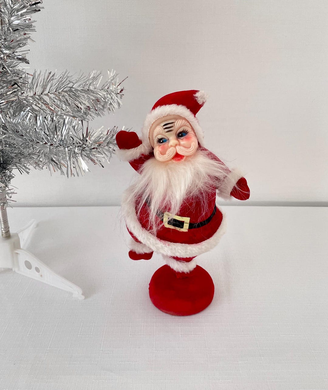 Large Vintage Flocked Santa (aged Condition) See Description - Vintage ...