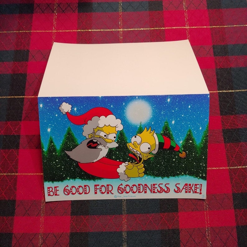 The Simpsons Homer Santa Choking Bart Elf Christmas Card Xmas Song ...